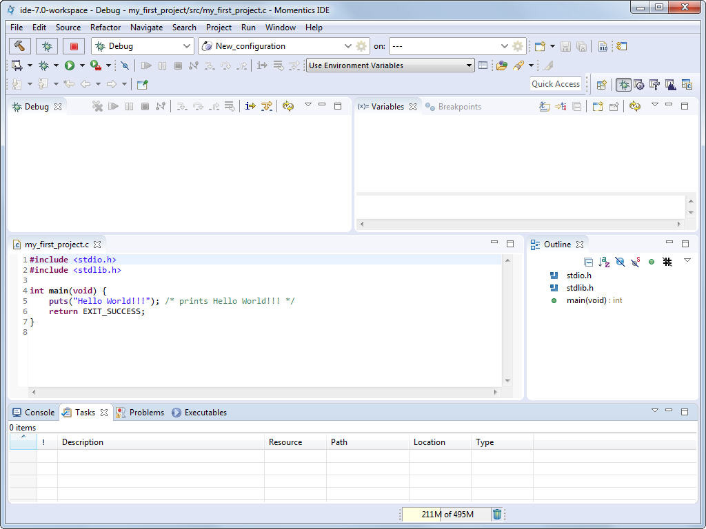 5. Running and debugging the program